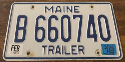 2018 Maine Trailer License Plate B 660740 | eBay