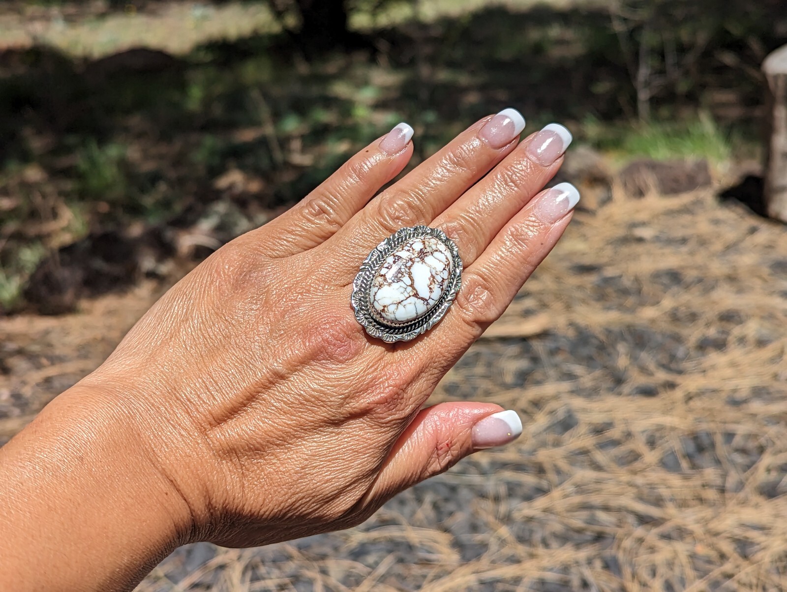 Navajo Women's Ring White Horse Magnesite Stone Native American ...