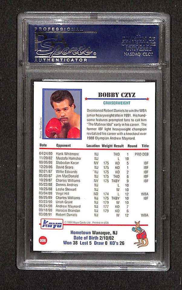 1991 Kayo Boxing #6 Bobby Czyz PSA 9 Mint | eBay