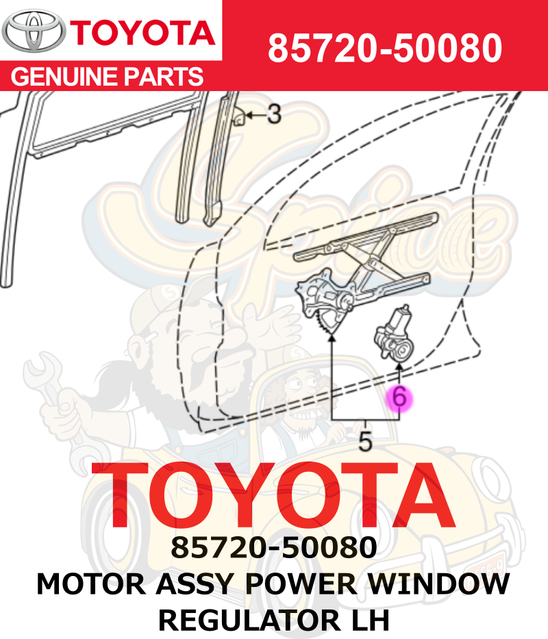 Toyota Genuine Lexus LS430 MOTOR ASSY POWER WINDOW REGATOR LH 85720 ...