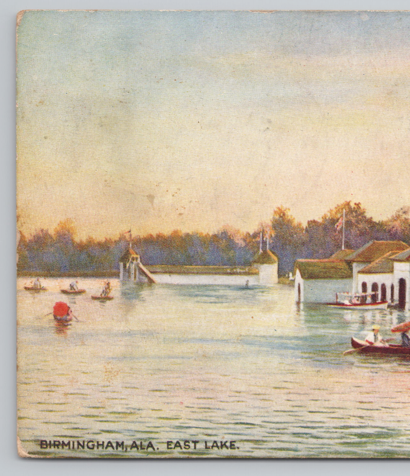 Birmingham AL East Lake Canoe Boat Dock Alabama RPO Postcard Raphael ...