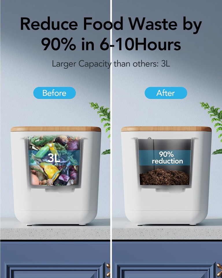 iDOO Compost Bin, Electric Composter for Kitchen Countertop, 3L Smart ...