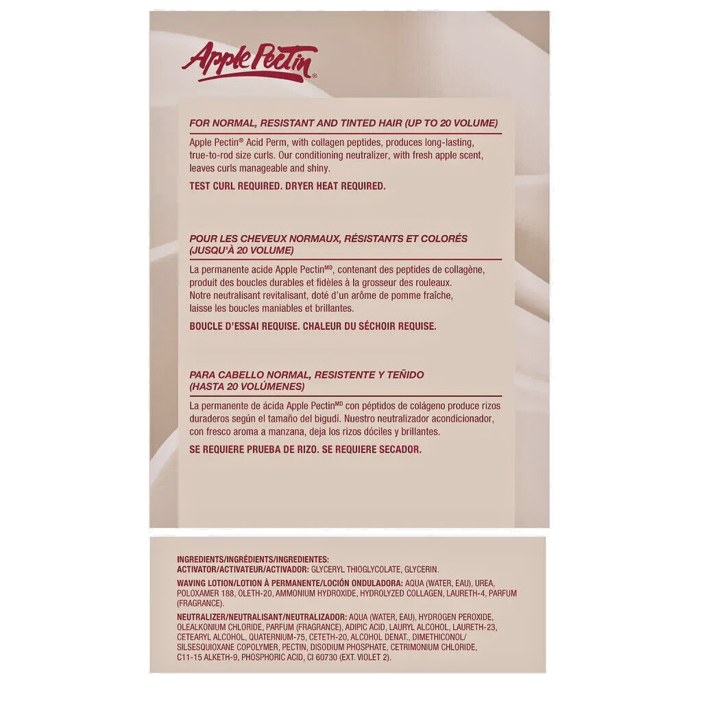 Apple Pectin Acid pH Perm For Normal. Resistant , Tinted Hair 1 ...