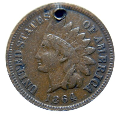 Indian head cent/penny 1864-L vf/xf holed | eBay