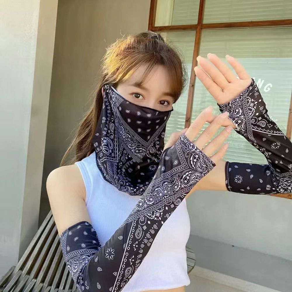 Thin Sleeves Sunscreen Face Mask Mask Sleeves Set Cycling Bike ...