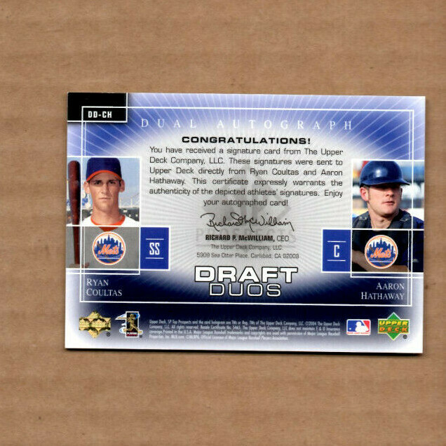2004 SP Prospects Draft Duos Dual Autographs #CH Ryan Coultas Aaron ...