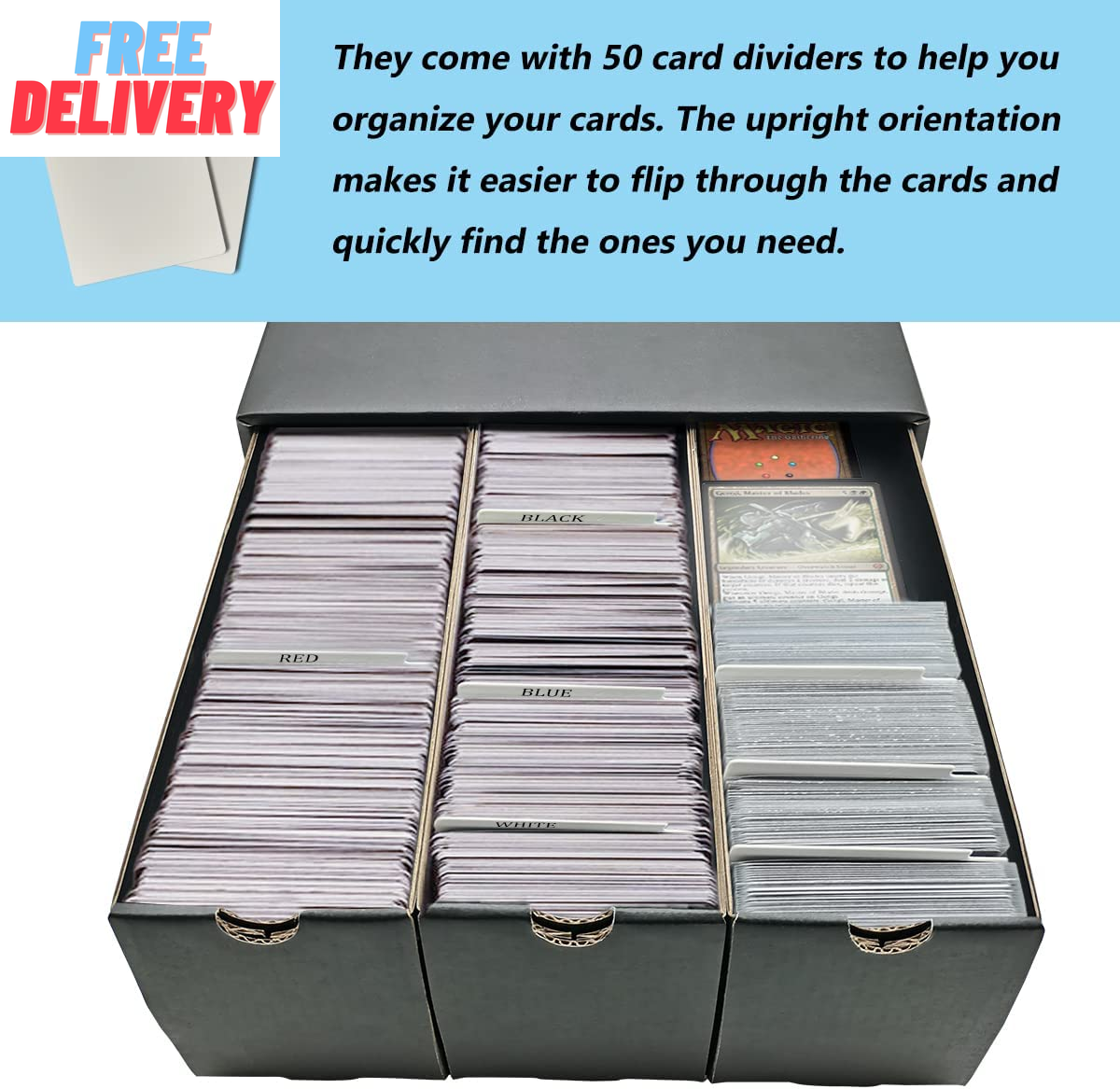 Trading Cardboard Card Storage Box - with 12 600-Count & 50 Card ...