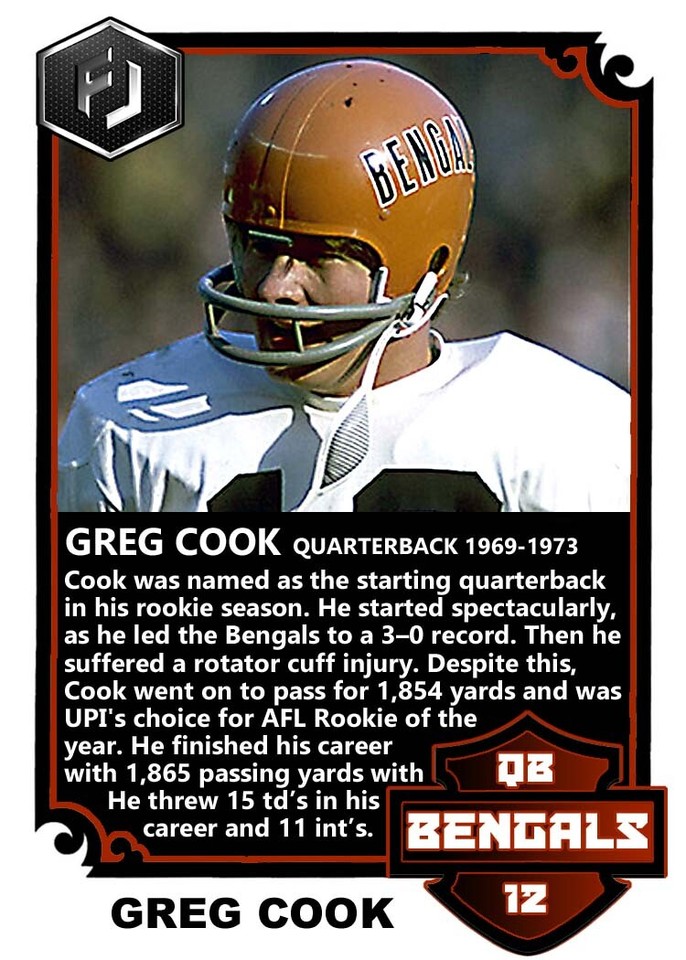 ACEO GREG COOK CINCINNATI BENGALS CUSTOM HAND MADE ART CARD | eBay