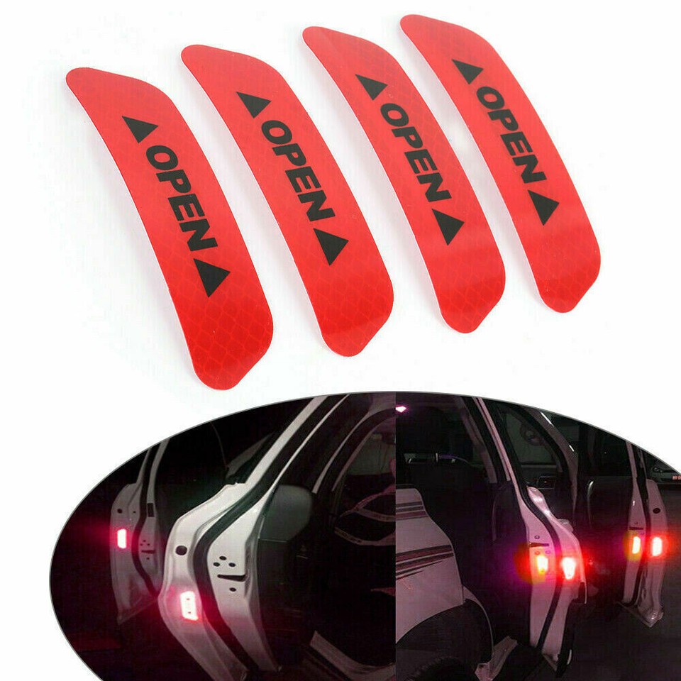 4x Reflective Red Car Door Open Stickers Safety Warning Tape Decals ...