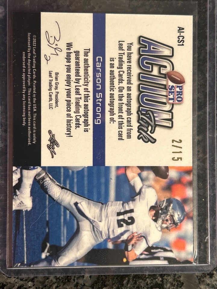 2022 Leaf Pro Set - Carson Strong - ACTION INK AUTOGRAPH SP /15 ...