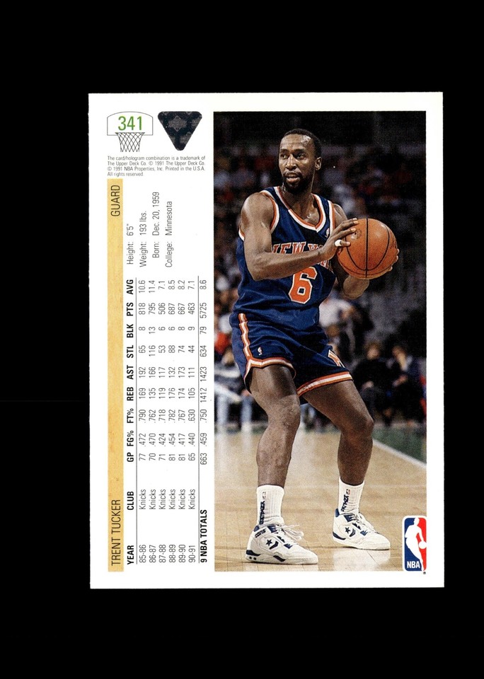 Trent Tucker 1991-92 Upper Deck Basketball #341b New York Knicks | eBay