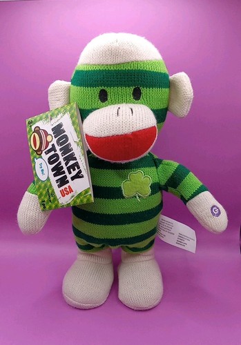 MONKEY TOWN Gemmy 🍀 SINGING DANCING SOCK MONKEY 🍀 "Bottoms Up" Shamrock ...