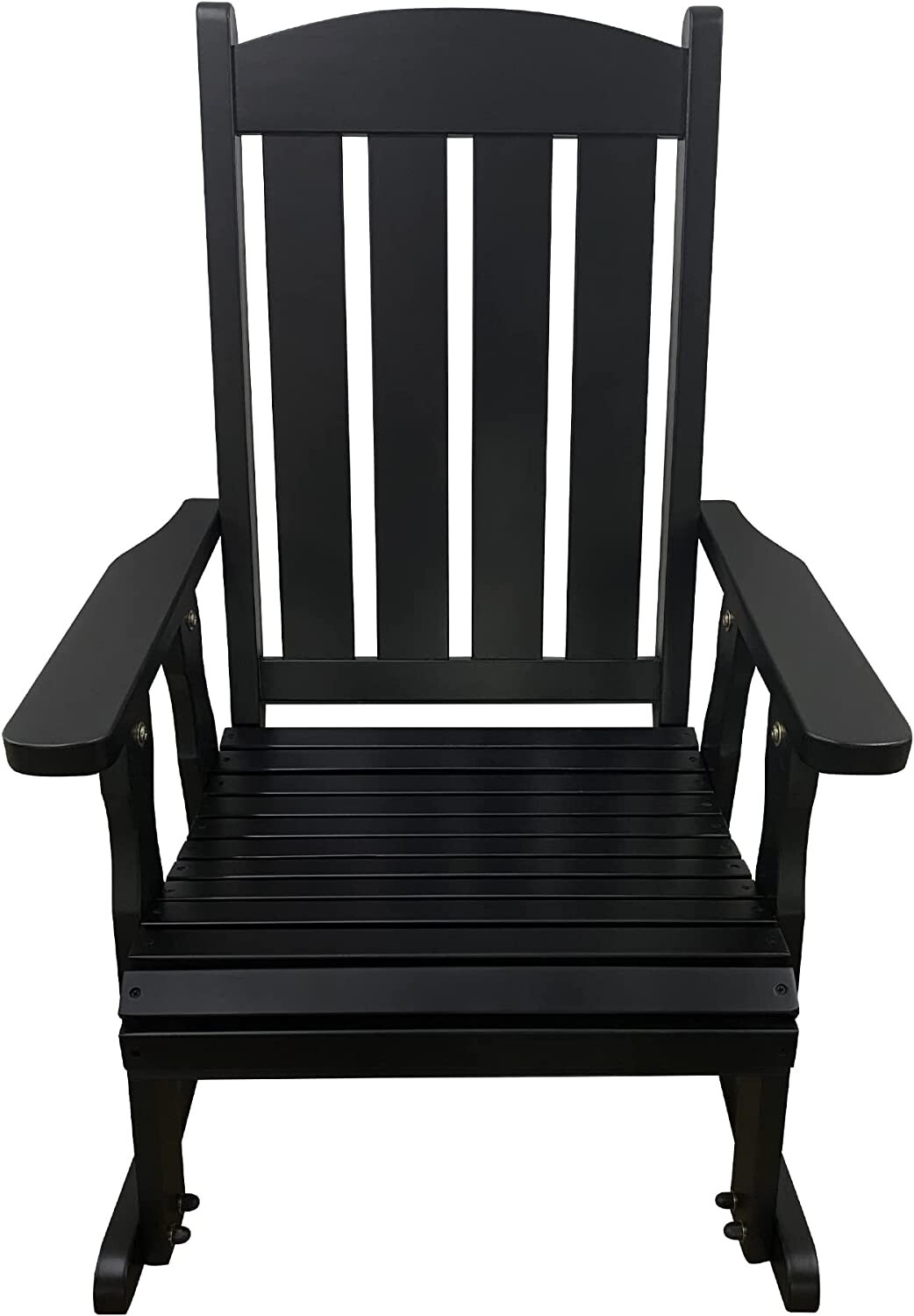 Wooden Rocking Chair Heavy Duty 600 LBS Backyard Porch Garden Black | eBay