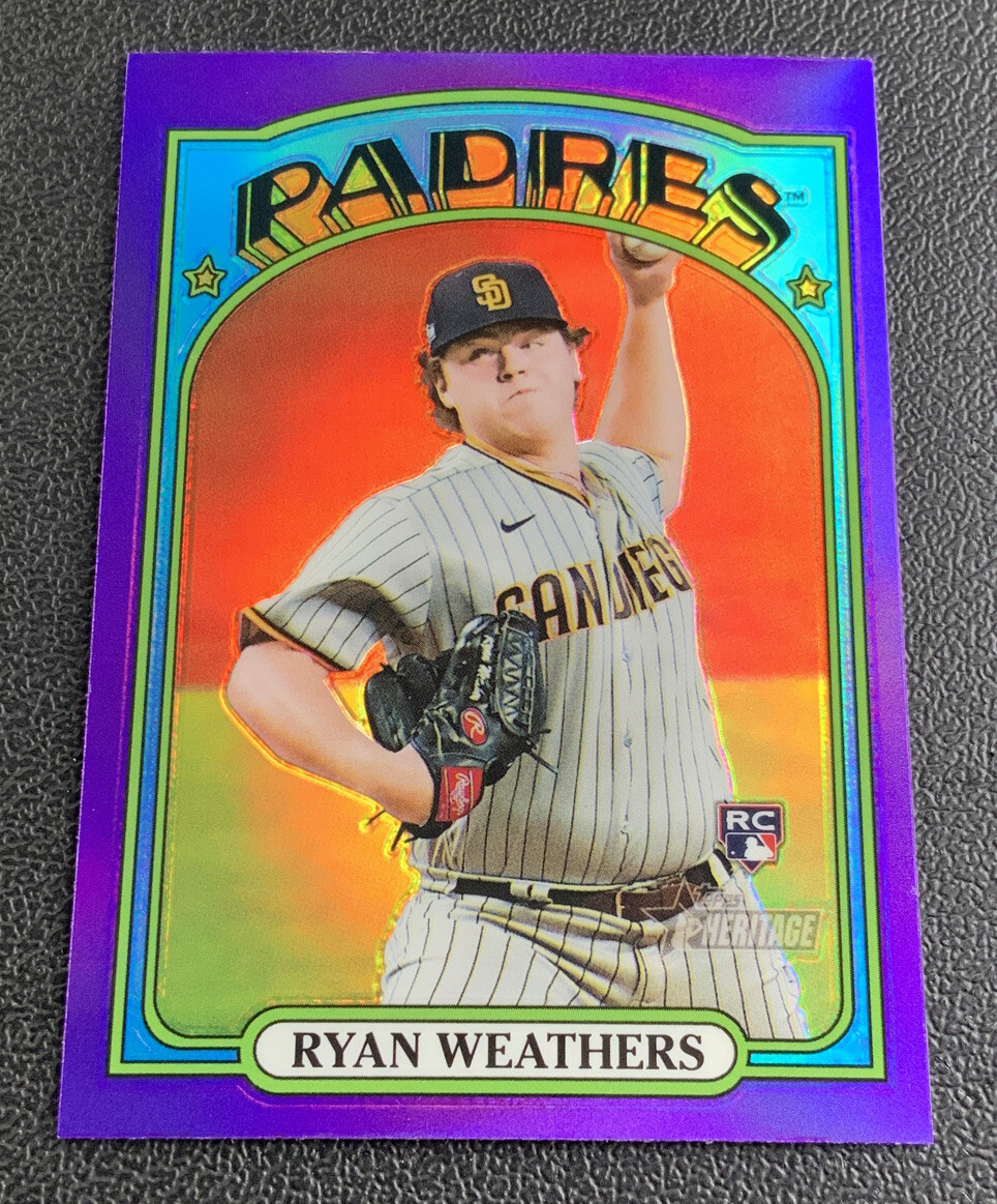2021 Topps Heritage #634 Ryan Weathers RC Rookie PURPLE CHROME ...