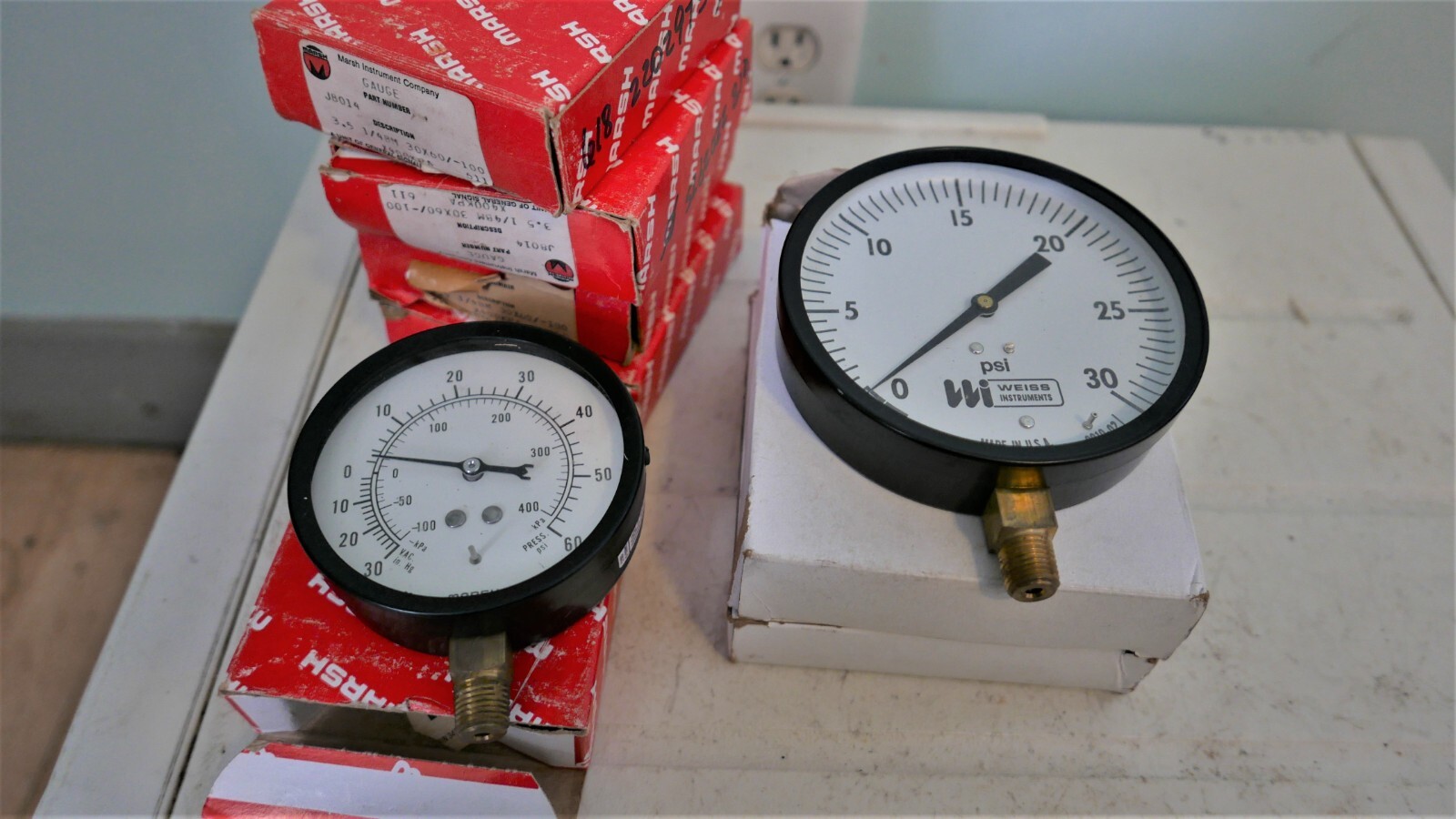 Lot of 7 New Pressure Vacuum Gauges Marsh J8014 Weiss 9010-02 Steam ...