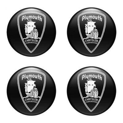 4x Plymouth Emblem Silicone Self-Adhesive Sticker Badge Wheel Cap Decal ...