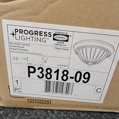 Progress Lighting 3 Light Flush Mount Ceiling Fixture Brushed Nickel ...