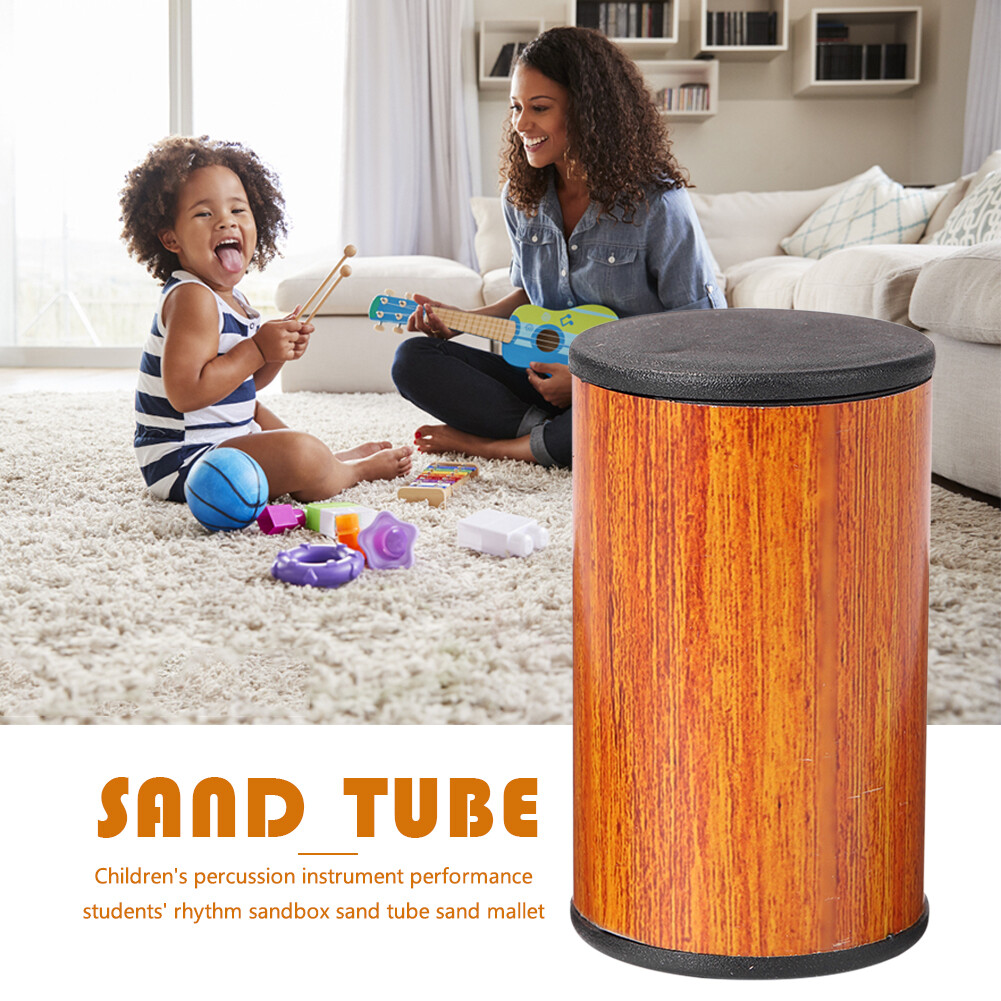 Cylinder Sand Shaker Rhythm Instrument Hand Percussion Drum (Dark Brown ...