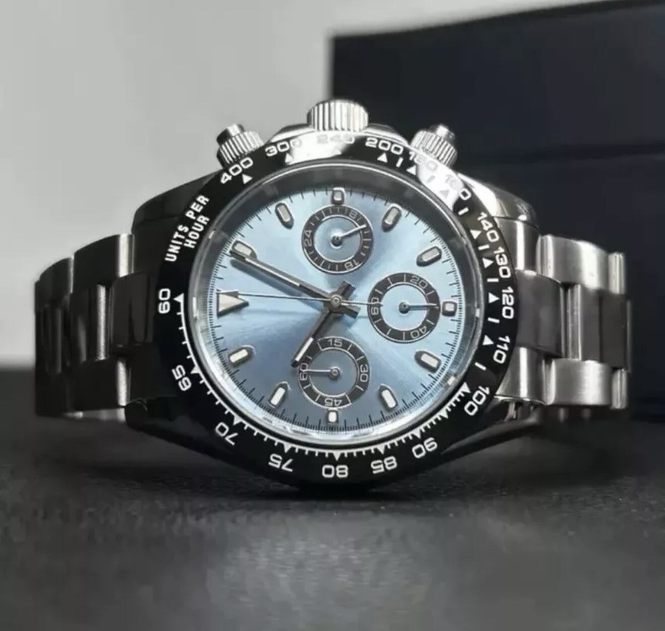 Custom 39mm Ice Blue Seitona Mod Watch w/ VK63 Chronograph | eBay