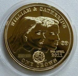 William and Kate Royal Wedding 24 Carat Gold-Plated One Crown 2011 TDC ...