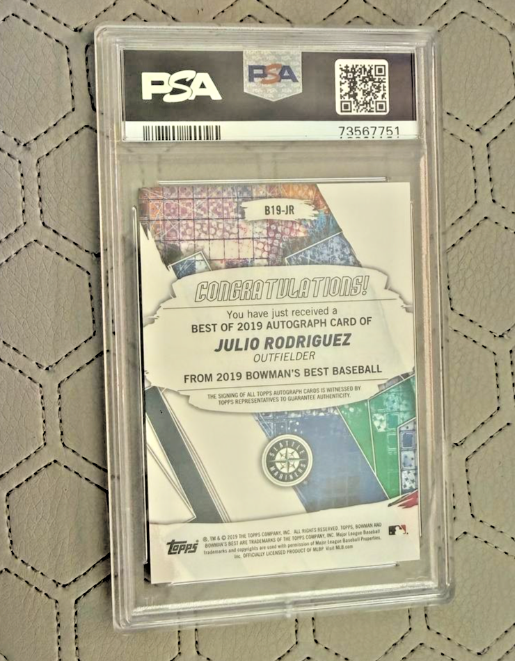 PSA 10 JULIO RODRIGUEZ AUTO 2019 Bowman's Best GREEN REFRACTOR #/99 | eBay