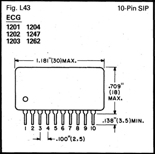 ECG1201, CB Radio VCO Hybrid Module IC ~ 10 Pin SIP (NTE1201, UHIC001 ...