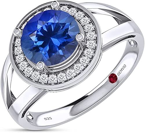 1.25ct 7MM Lab Created Gemstone & Diamond Engagement Ring 14K White ...