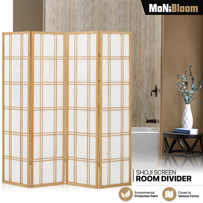 6ft Tall 4 Panel Wood Folding Room Divider Shoji Partition Privacy ...