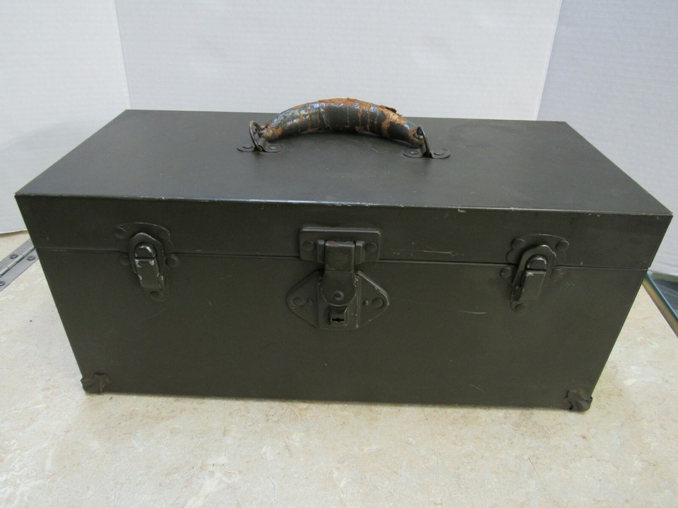 US WW2 M5 Chest Steel W/ Tray Browning D28243 Spare Parts Tools 30 Cal ...