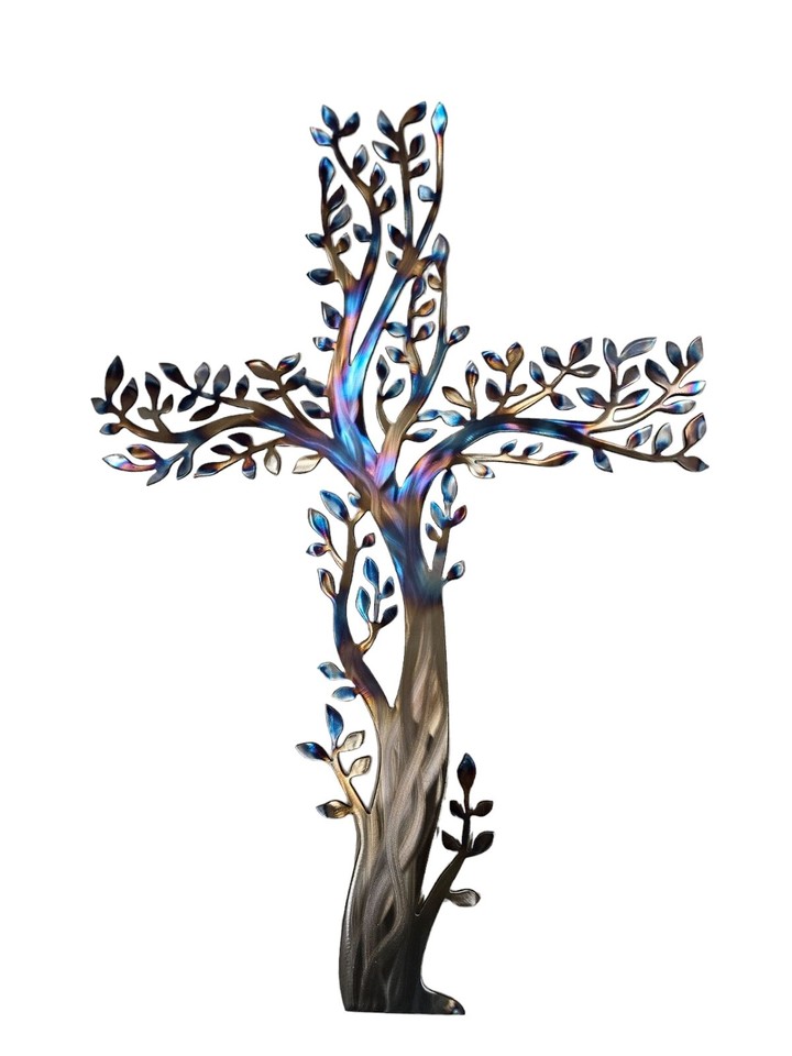 Living Cross of Life, Stainless Steel, Metal Wall Art, Christian Cross ...