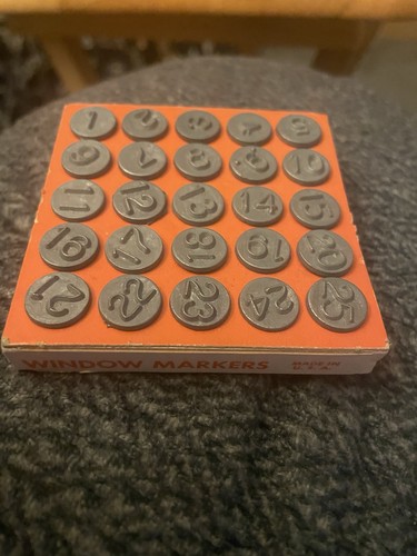 Vintage ACRO Hold-Tite Numbering Tacks Numbers 1 thru 25 Window Markers ...
