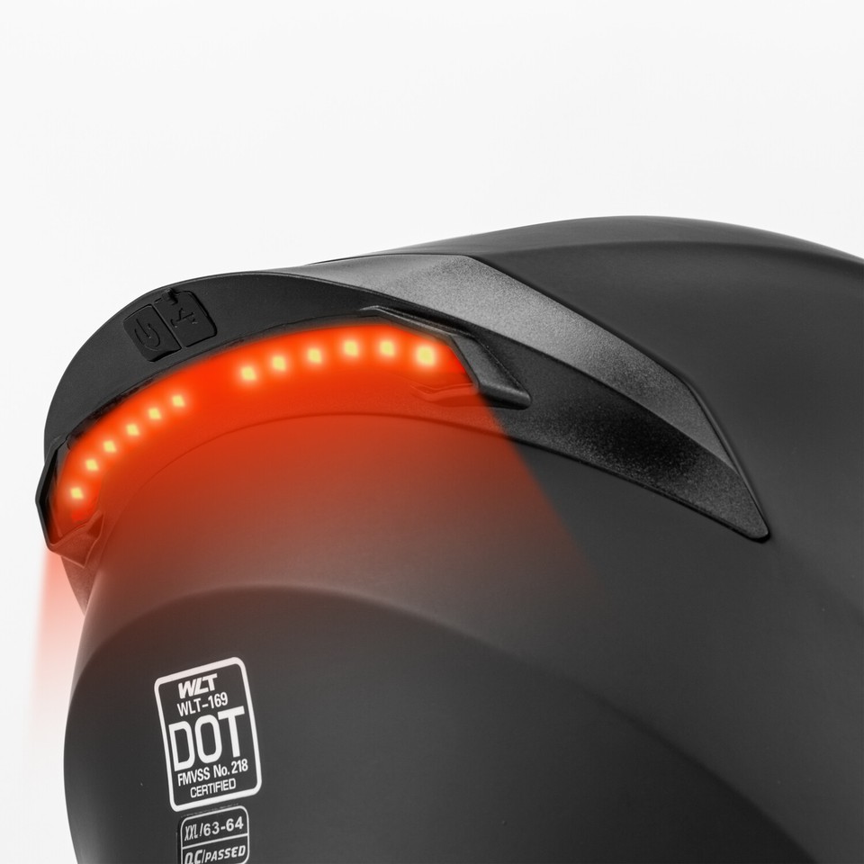 New LED Light Helmet Flip Up Full Face Dual Visor Racing DOT Motorcycle ...