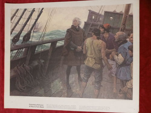 Christopher Columbus 1492 Ship Sailors Ocean 15" x 19" art print Tom ...