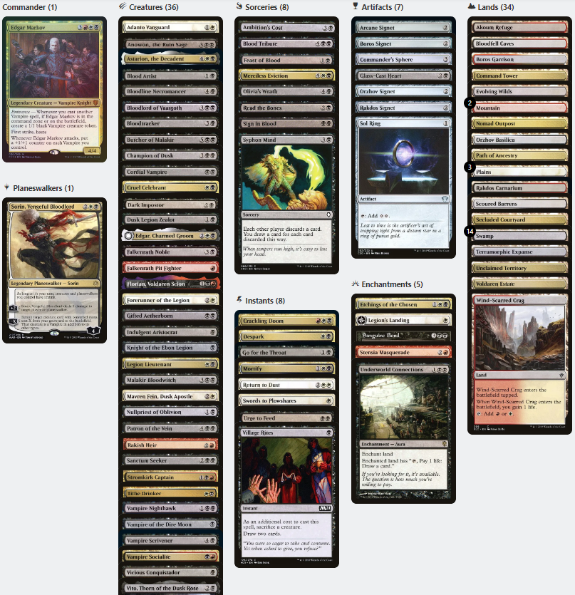 Edgar Markov VAMPIRE TRIBAL Magic MTG Custom Commander Deck | eBay