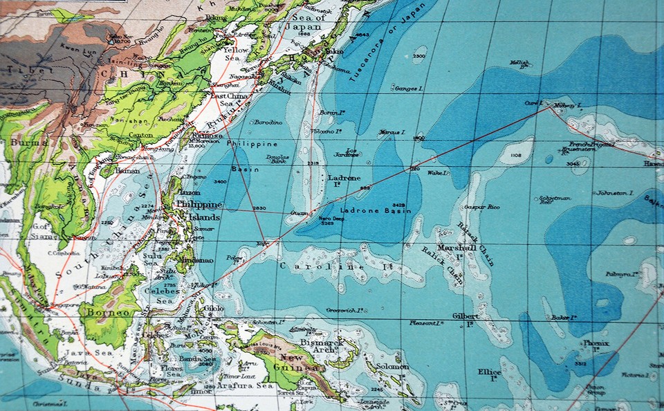 1907 Phillips Map Pacific Ocean Australia Oceania New Zealand America ...
