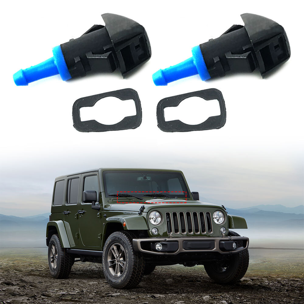 2Pcs Front Windshield Wiper Washer Hood Jet Sprayer Nozzle For Jeep ...