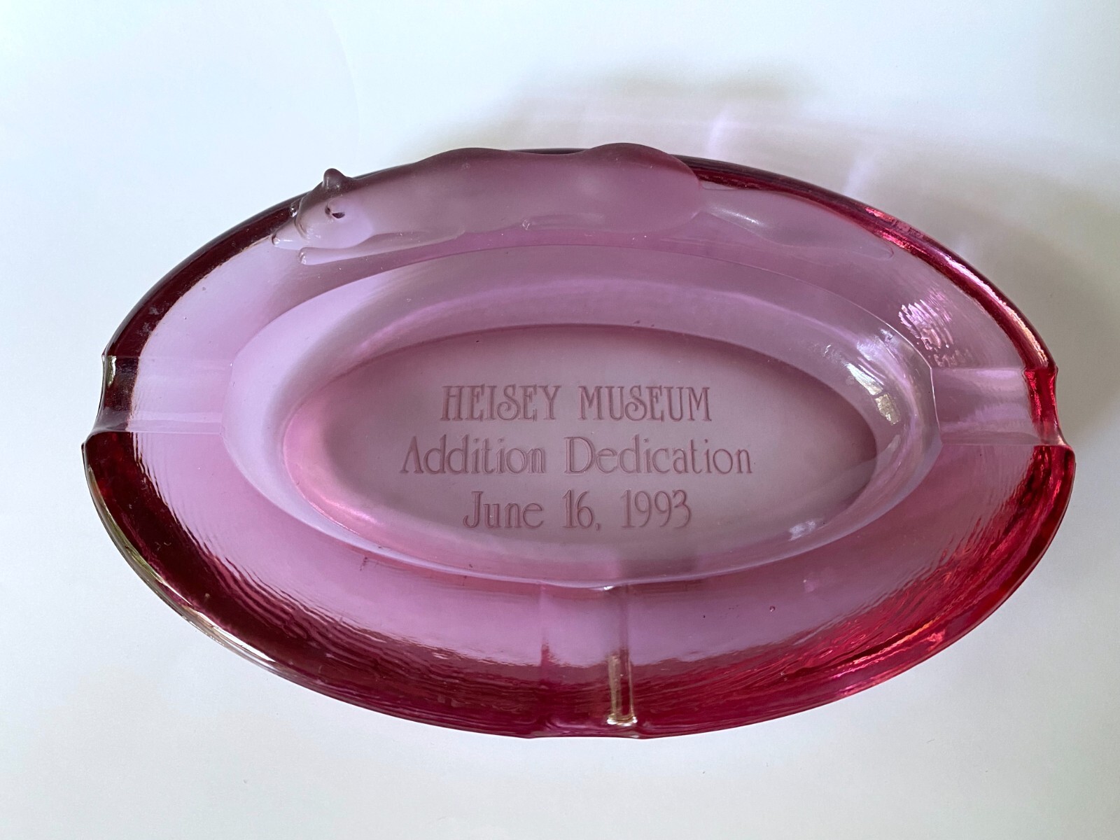 Heisey by Viking Glass Lavender Ice Sleeping Fox Ashtray 1993 Museum ...