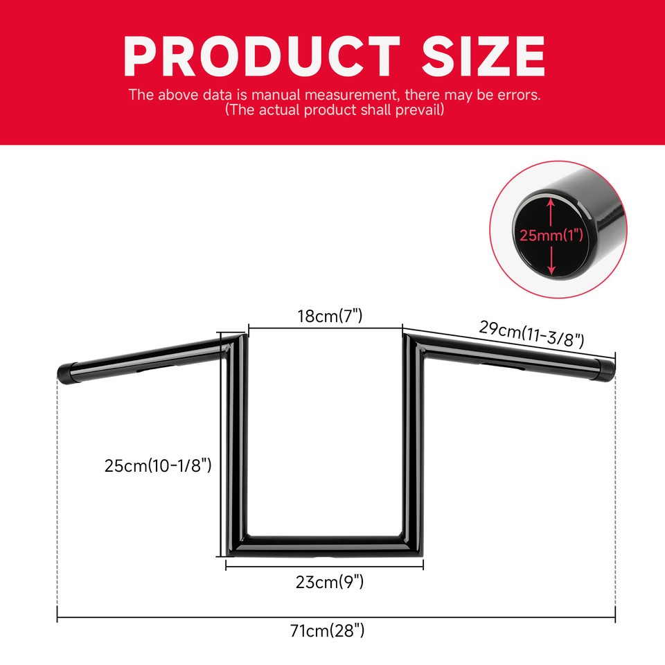 1" Drag Z-Bar Rise 8" 10" Ape Hanger Handlebar For Honda VTX1100 ...