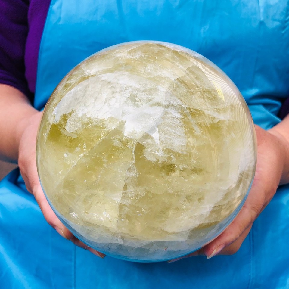 7.83LB Natural Yellow Crystal Ball Quartz Crystal Sphere Reiki Healing ...