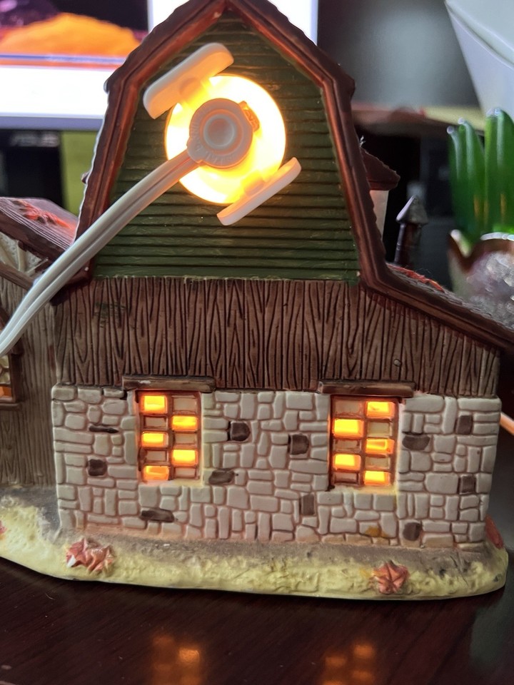 Autumn Grove Harvest Village Lighted Horse Stable Porcelain Fall Decor ...