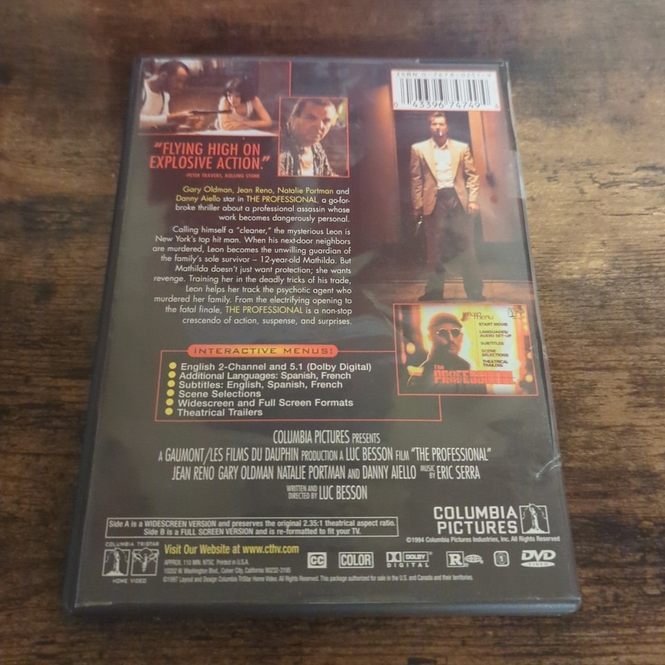 The Professional (Leon) DVD Widescreen/Full Screen (1997) Jean Reno ...