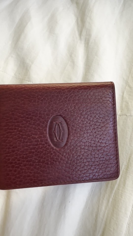 Cartier Compact Bi Fold Compact Wallet Men Red Authentic Leather | eBay
