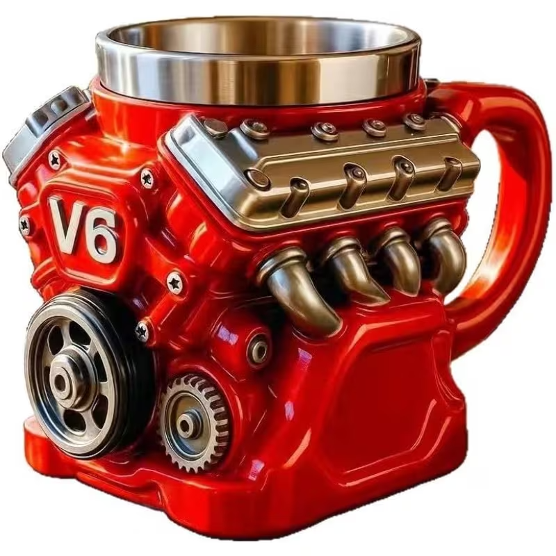 V8/V6 Engine Red Coffee Mug Retro Coffee Mug Personalized Double Wall ...