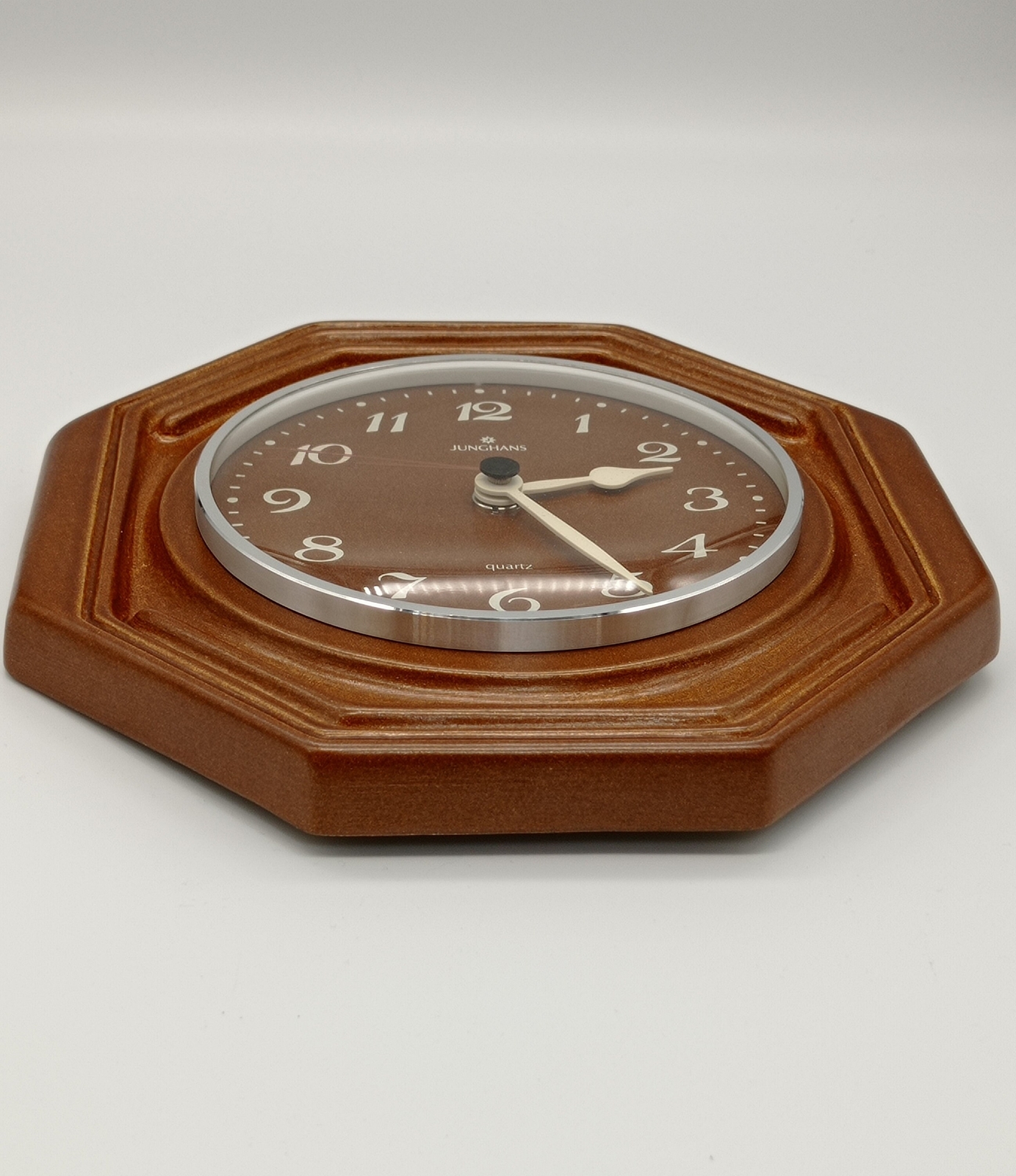 Vintage Junghans Ceramic Wall Clock, Brown Quartz Hanging Clock ...