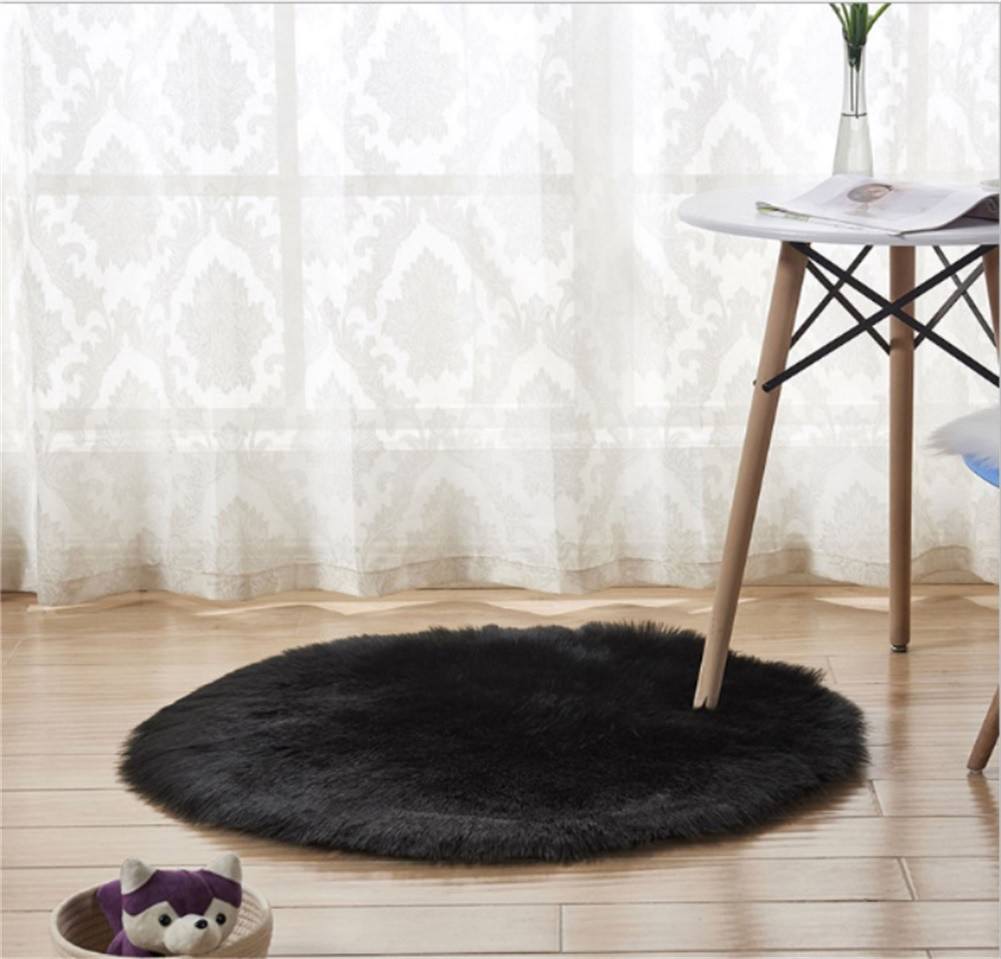 Soft Fluffy Faux Fur Circular Sheepskin Rug Round Floor Mat Available ...