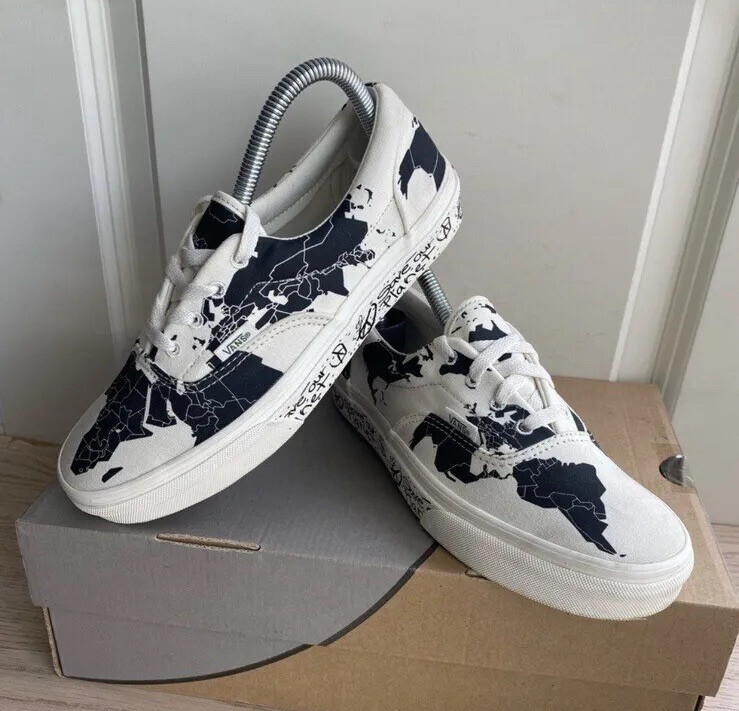 VANS Era x Save Our Planet White Black Map Sneakers -… - Gem