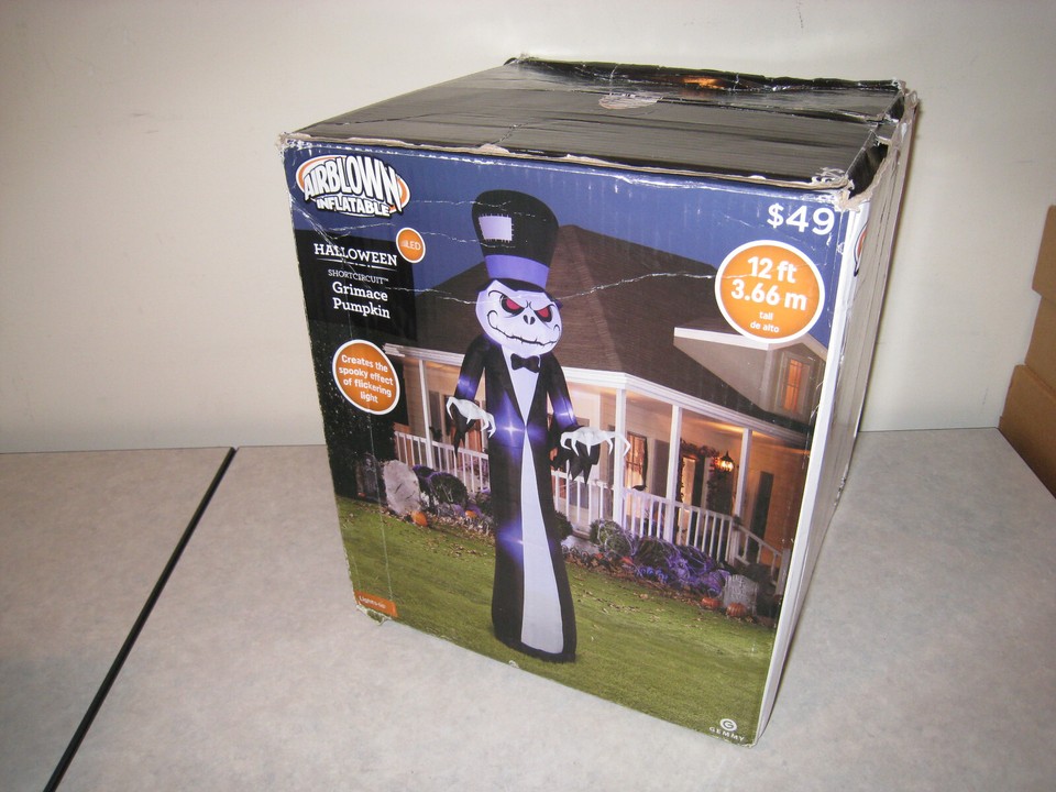 Gemmy Giant-Sized 12 ft Short Circuit LED Grimace Pumpkin Reaper ...