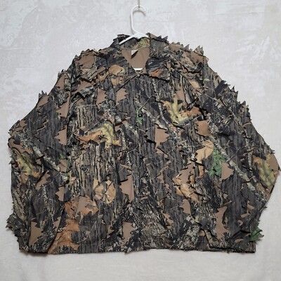 Mossy Oak 3D Camo Hunting Shirt Jacket Size Large Long Sleeve Ghillie ...