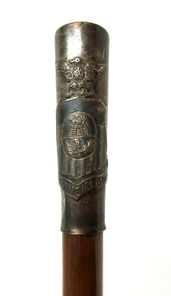 RARE COMMANDER BATON SWAGGER STICK STERLING TIP PHILIPPINES COLLECTIBLE ...