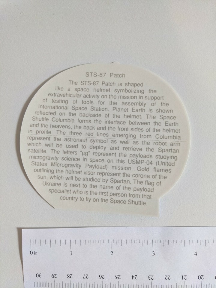 SPACE FLIGHT NASA STICKER DECAL STS-87 SPACE SHUTTLE COLUMBIA ISS | eBay